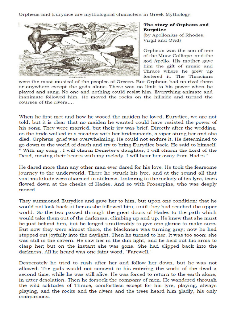 Orpheus and Eurydice | PDF