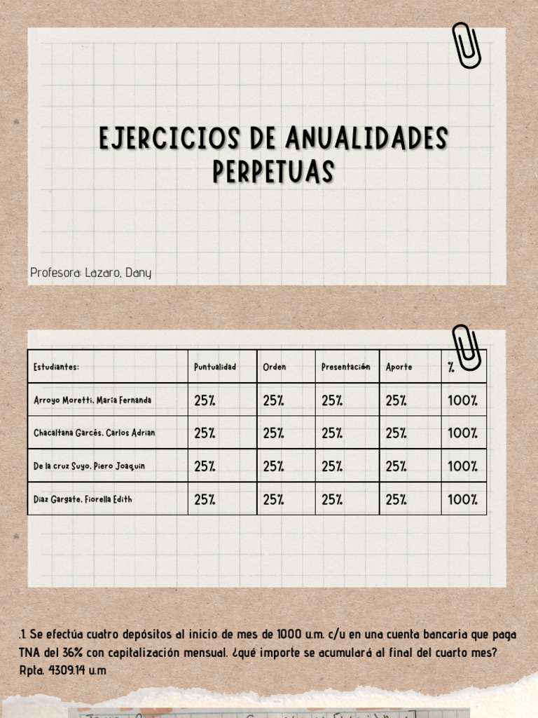 Ejercicios Anualidades Perpetuas | PDF