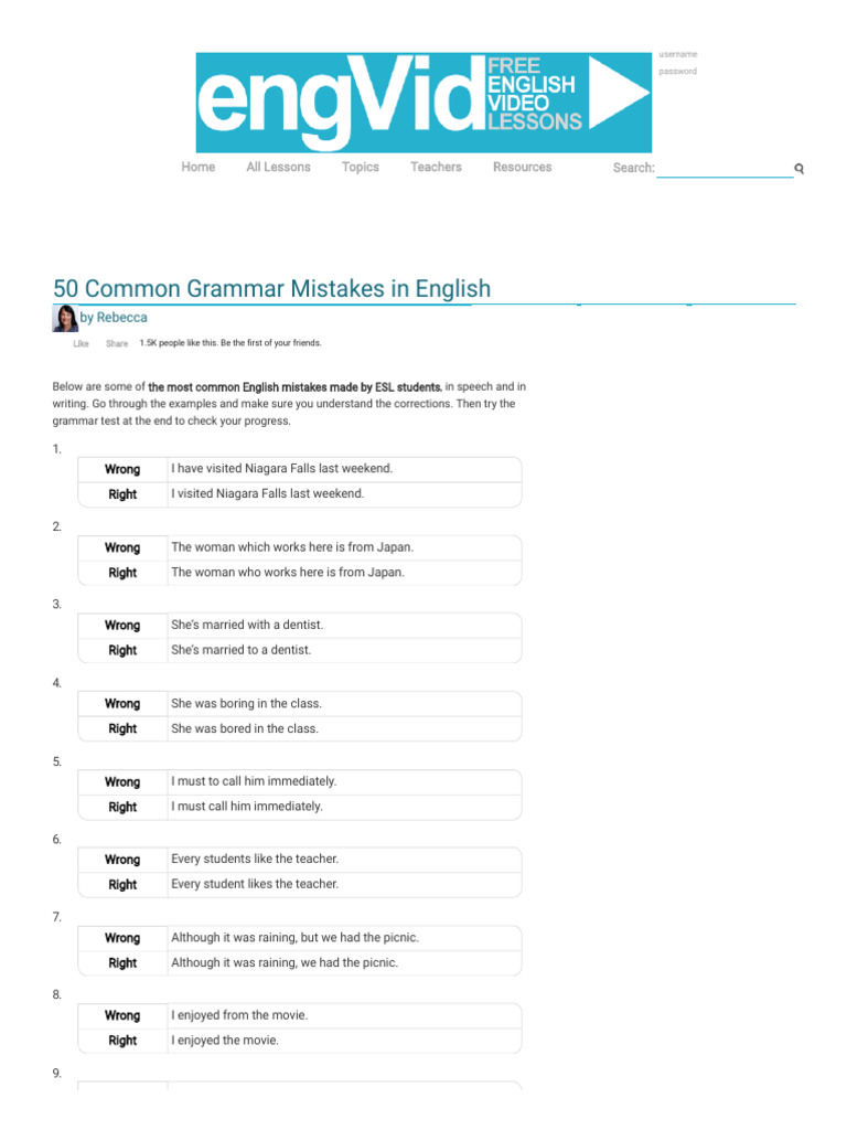 50 Common Grammar Mistakes in English | PDF