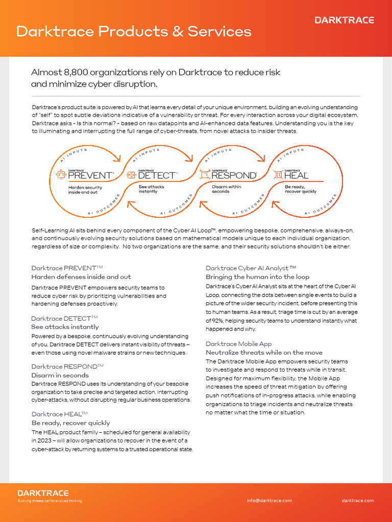 Darktrace Products & Services | PDF