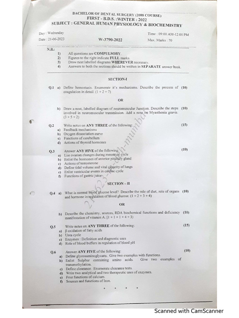 Physio Biochem Pyqs | PDF