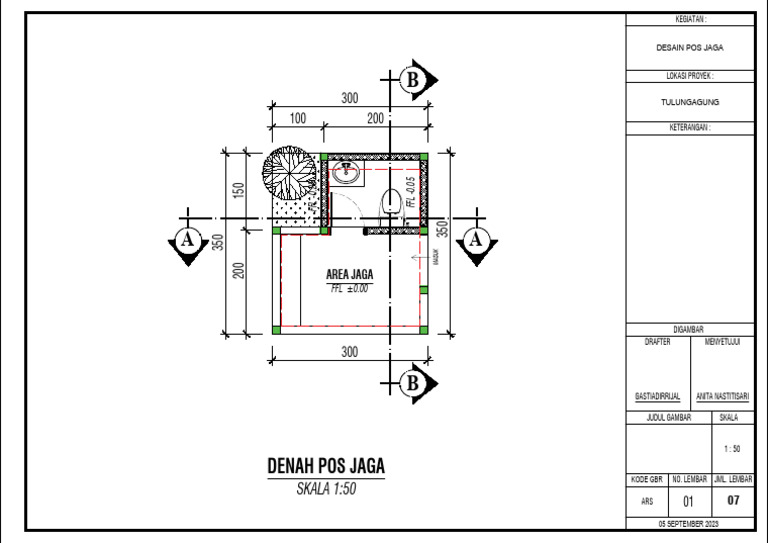 Denah Pos Jaga Skala 1:50 | PDF