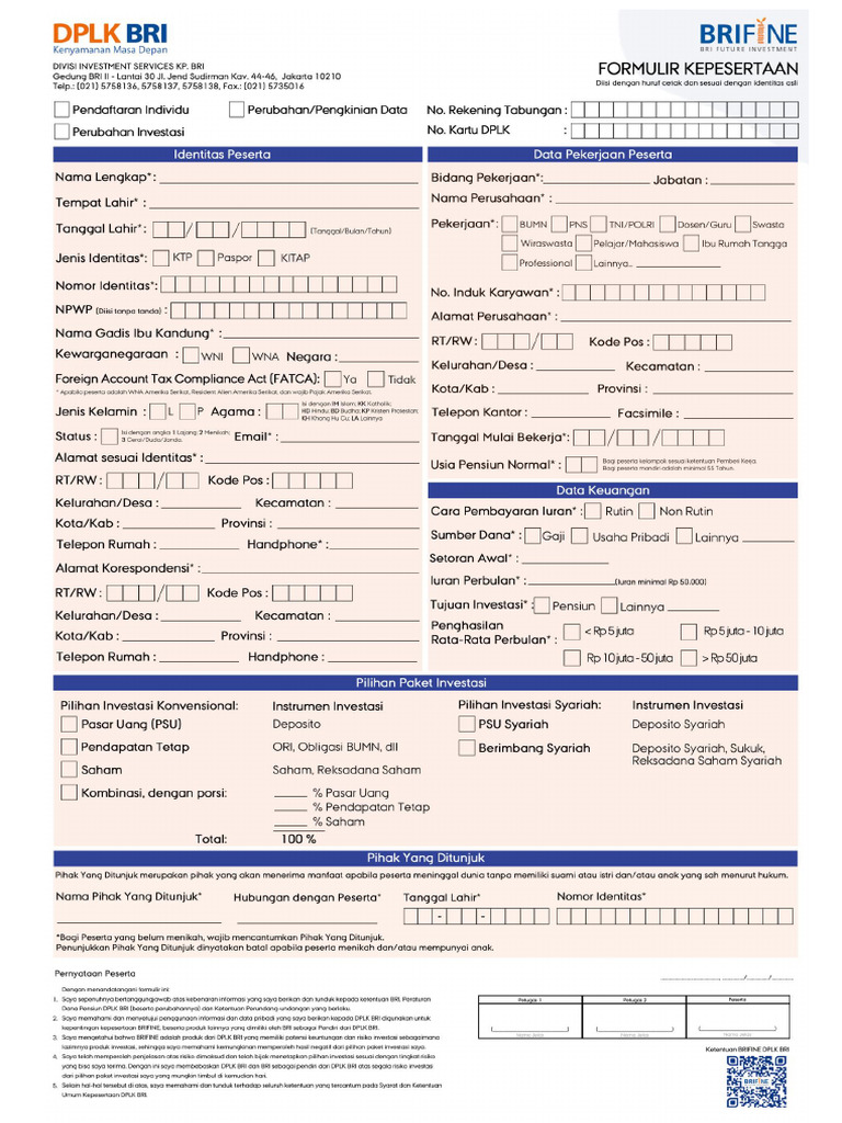 Formulir Kepesertaan (Irp 01) | PDF