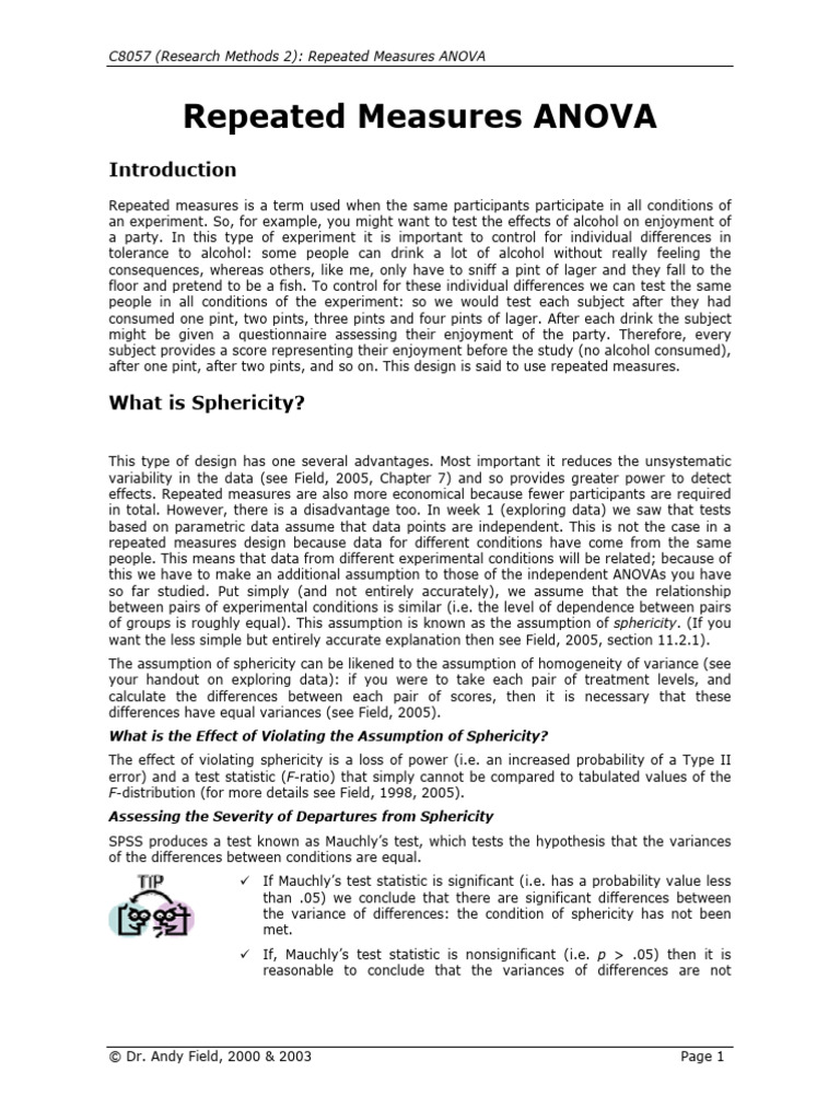 Repeated Measures Anova | PDF