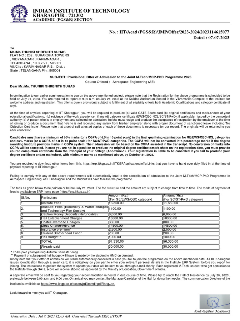 Final Offer Letter | PDF