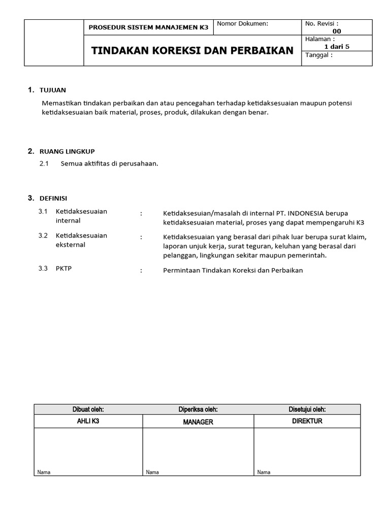 SOP 08 SOP Tindakan Koreksi Dan Perbaikan | PDF