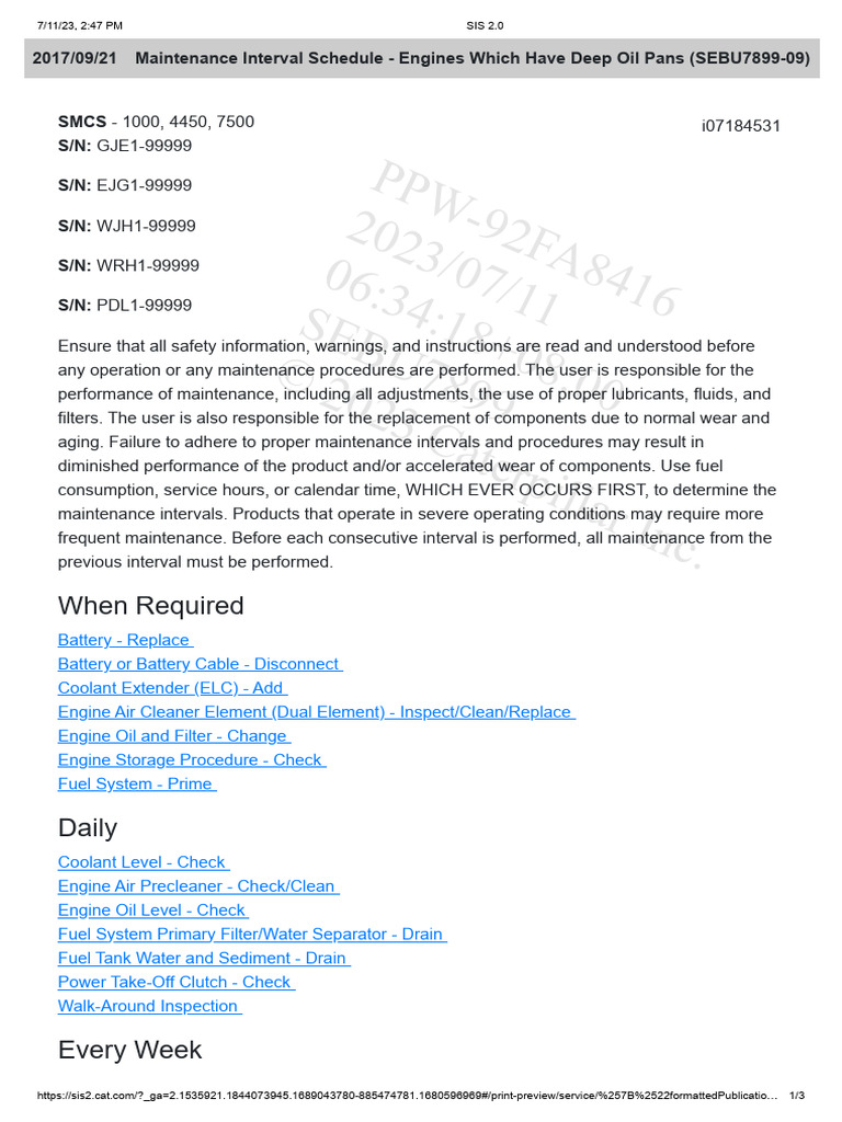 SIS 2.0 Interval Service Deep Sump Oil Pan | PDF