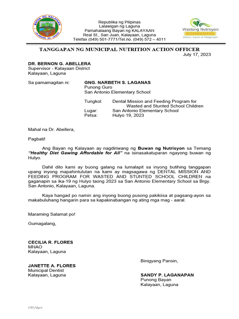 Letter-Dental Mission Request | PDF