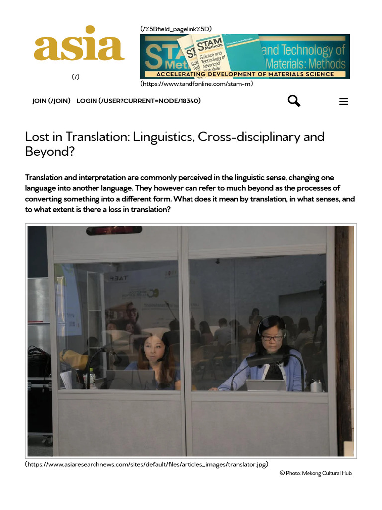 Lost in Translation - Linguistics, Cross-Disciplinary and Beyond - Asia ...