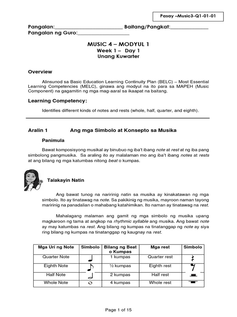 6 Pasay Grade 4 Mapeh q1 w1 | PDF