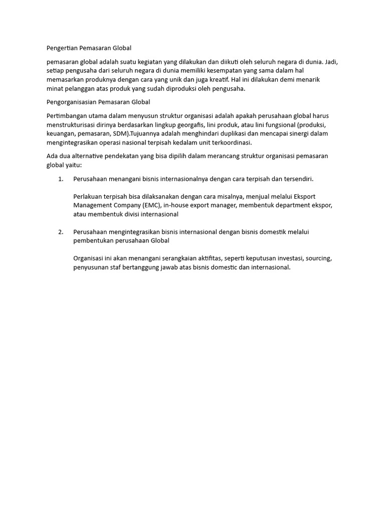 Pemasaran Global | PDF