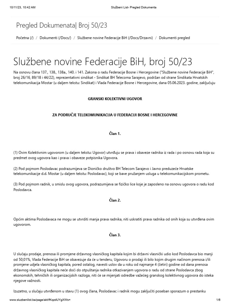 Službeni List - Pregled Dokumenta | PDF