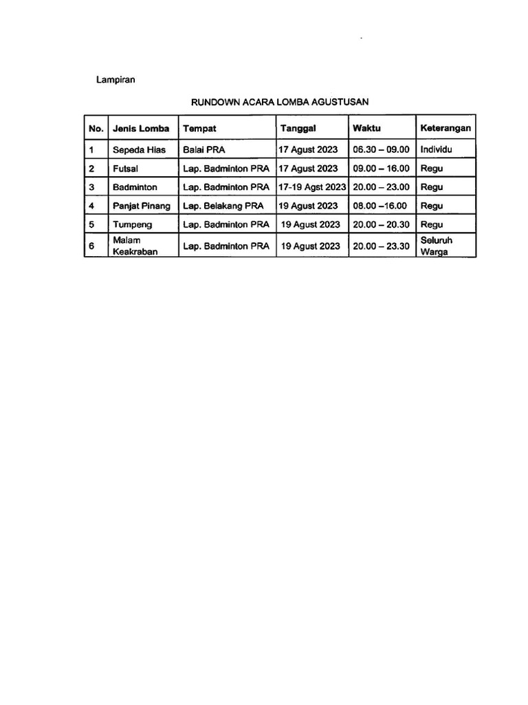 Proposal Agustusan Pra | PDF
