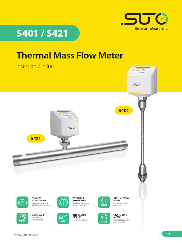Suto S401/S421 Thermal Flow Meters | PDF