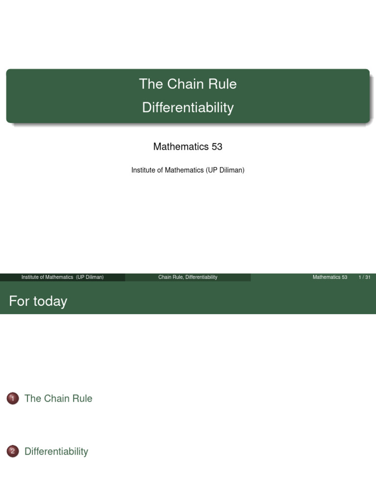 M53 Lec2.2 The Chain Rule and Differentiability | PDF