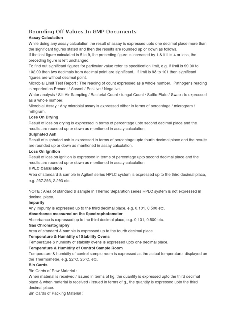 GMP Rounding and Significant Figures Guide | PDF | Significant Figures ...