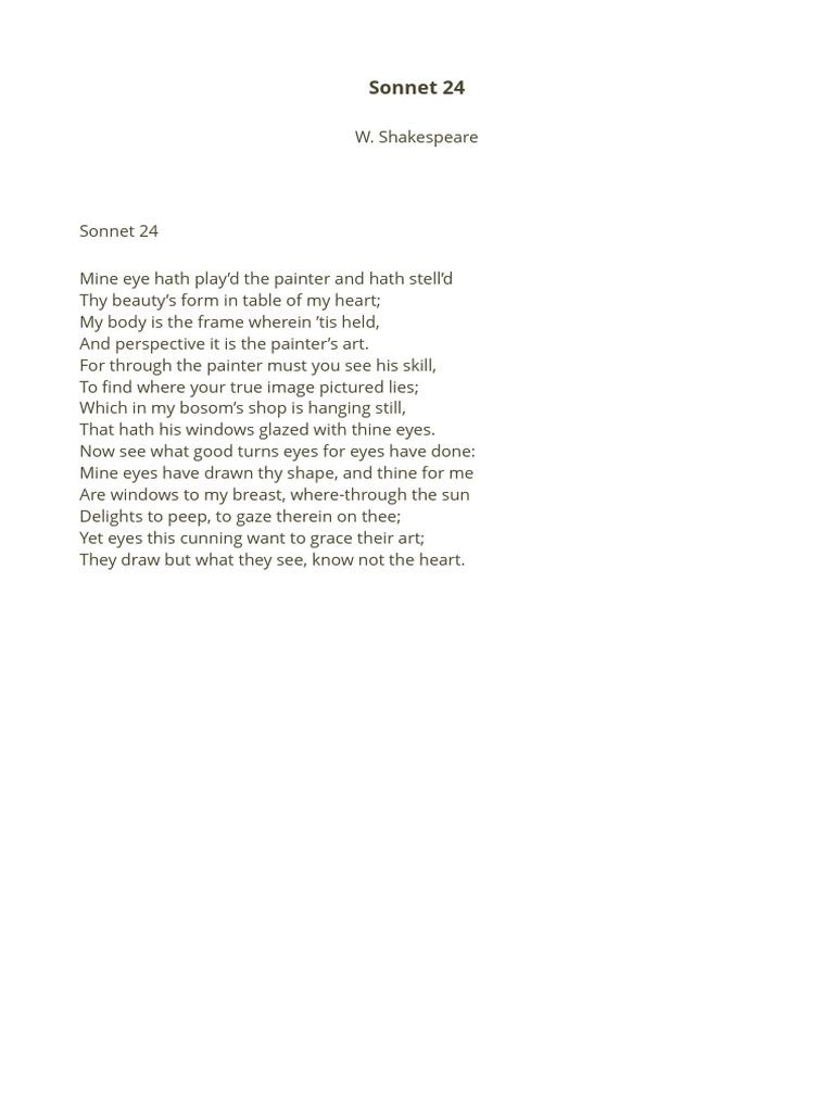Sonnet 24 - Shakespeare | PDF
