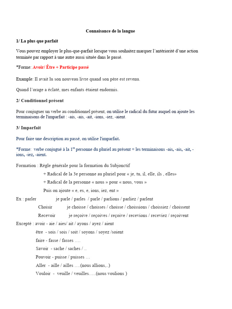 Conjugaison des temps en français | PDF