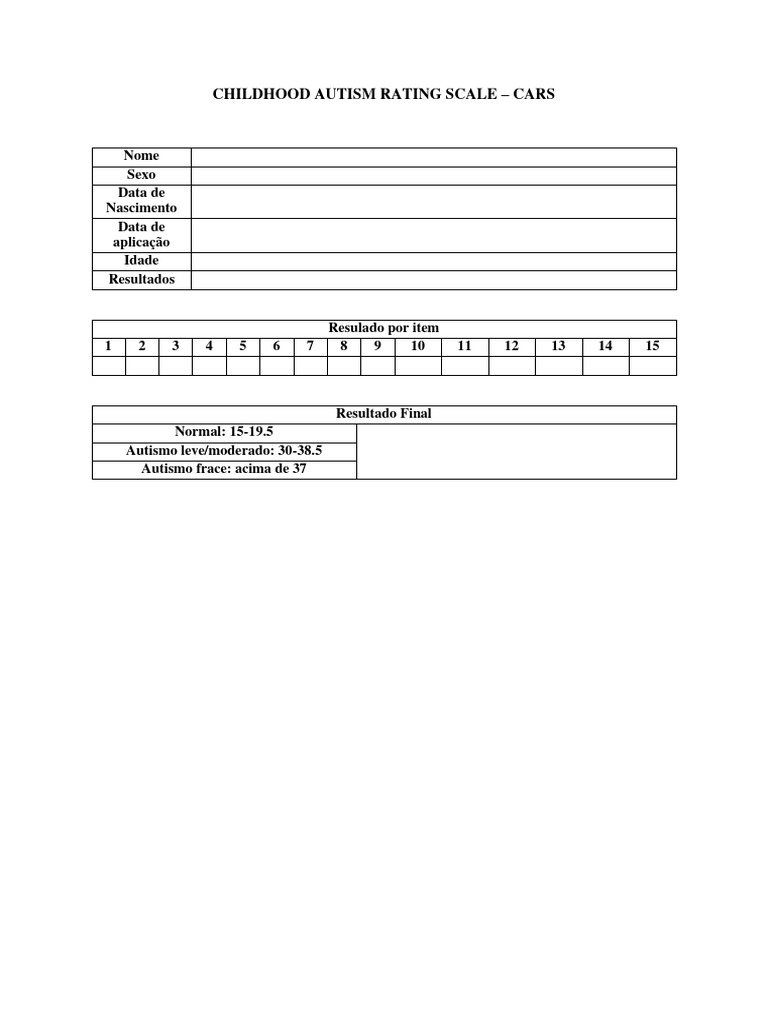 Childhood Autism Rating Scale - Cars | PDF