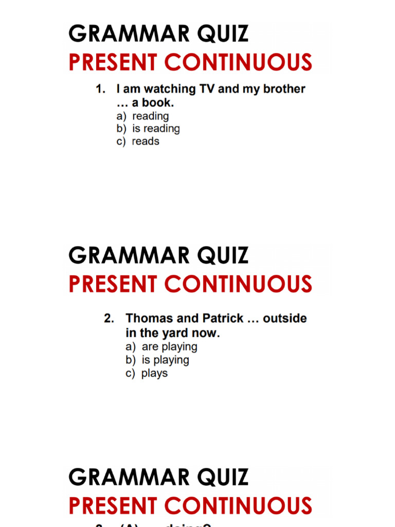 Present Cont Quiz | PDF