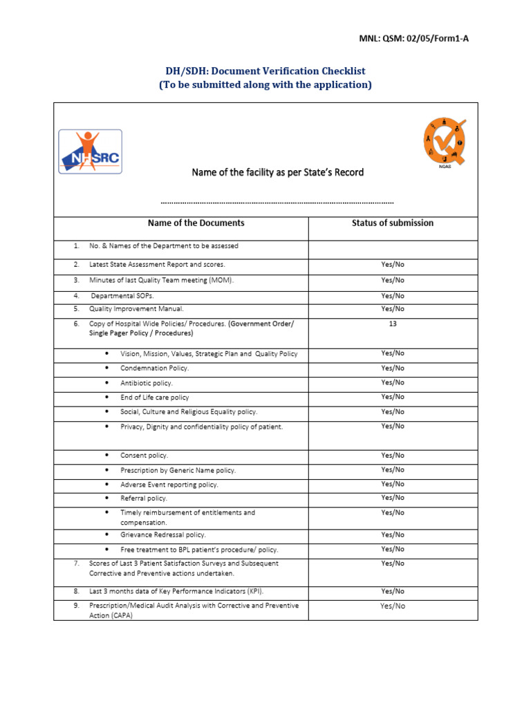 DH - SDH - Doc Ver Checklist | PDF