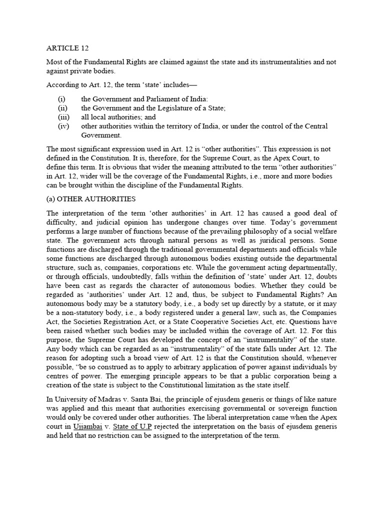 Article 12 Notes | PDF