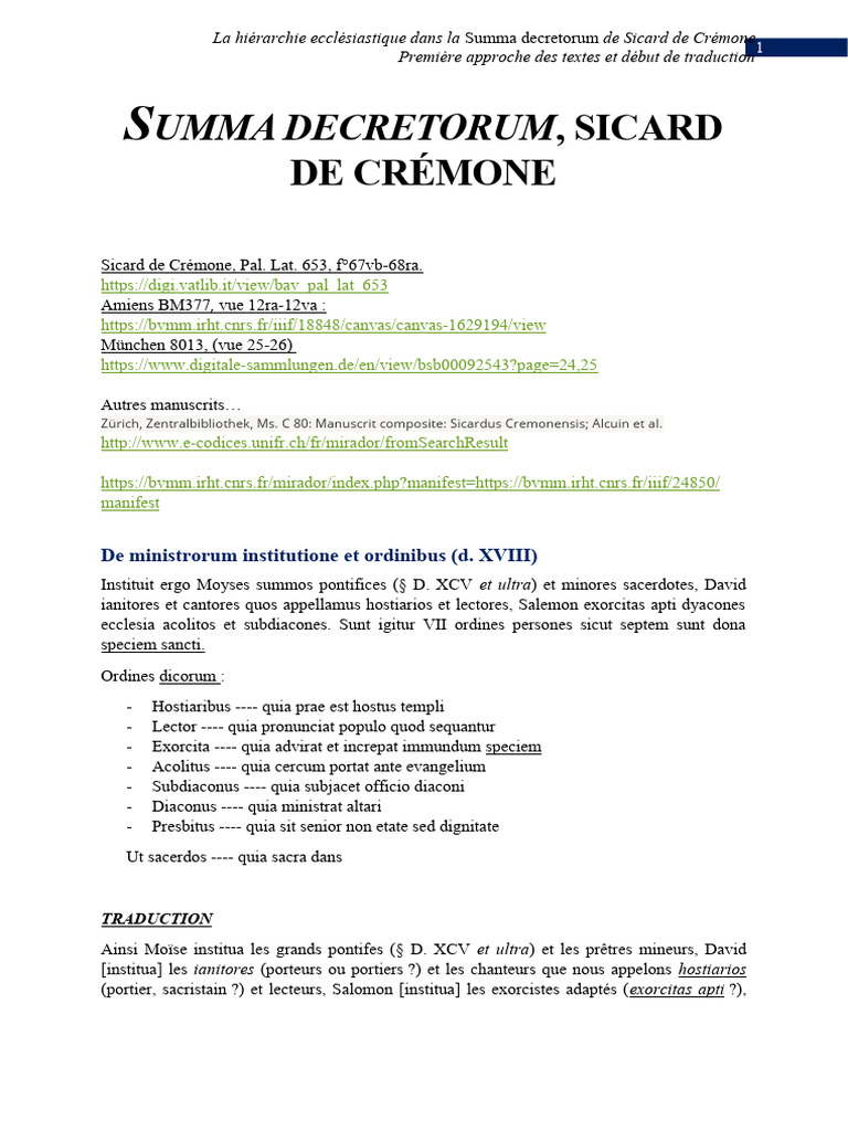 Première Transc. SUMMA, Sicard | PDF