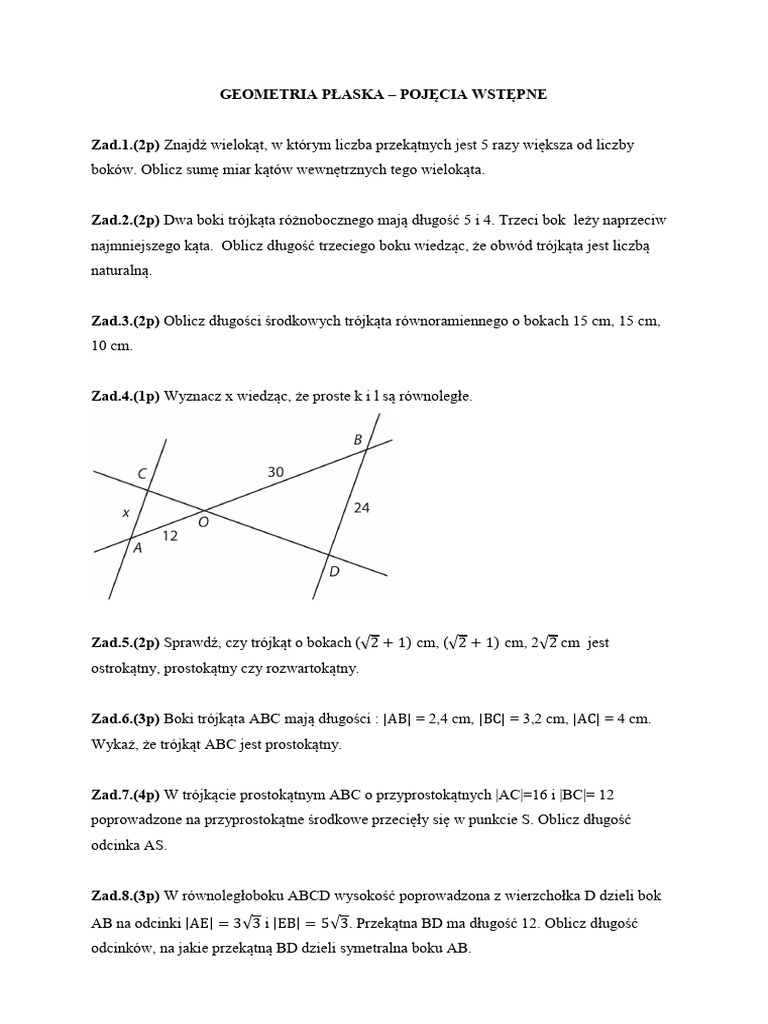 Karta Pracy - Geometria Płaska | PDF