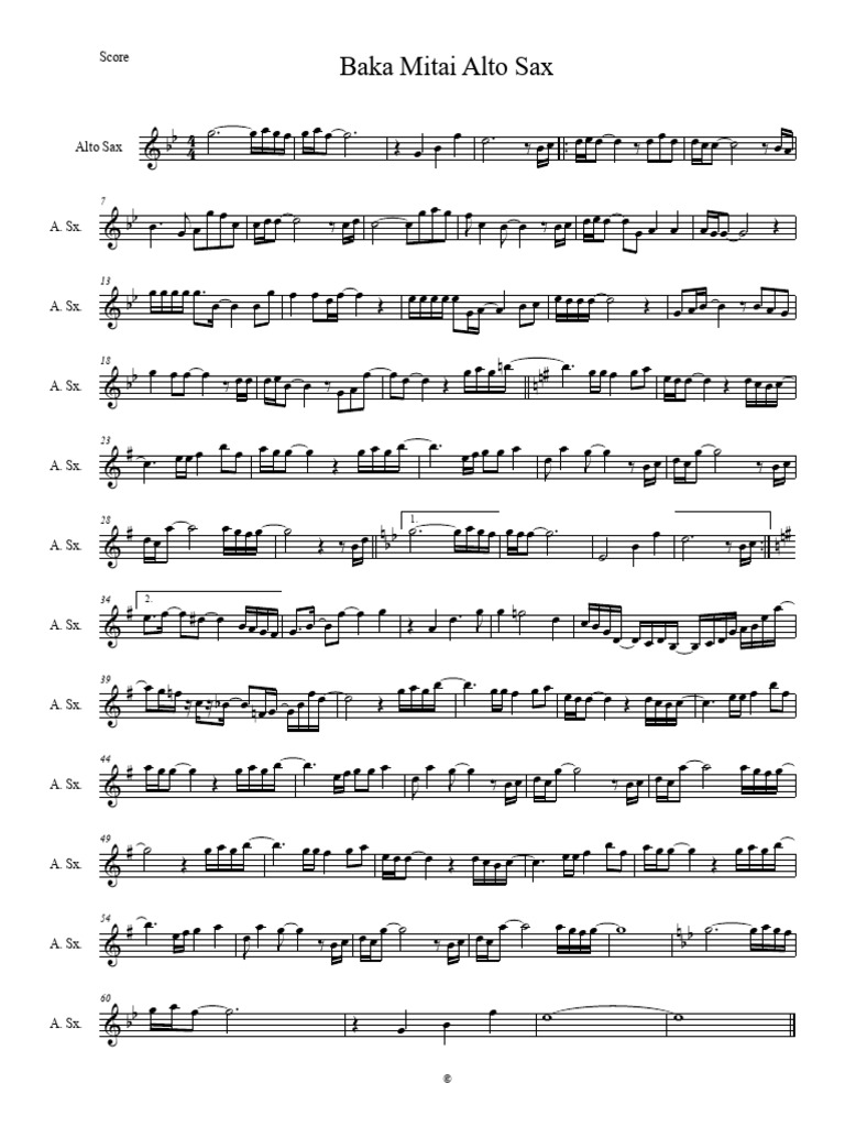 Baka Mitai Sax | PDF