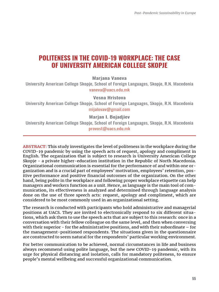 Politeness in The Covid-19 Workplace | PDF