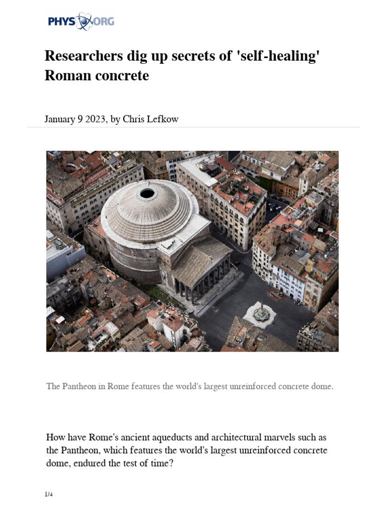 2023 01 Secrets Self Healing Roman Concrete | PDF