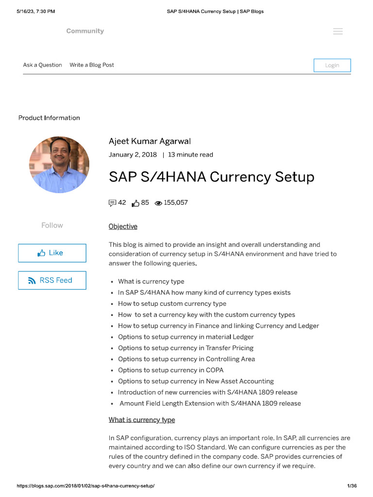 SAP S4HANA Currency Setup | PDF