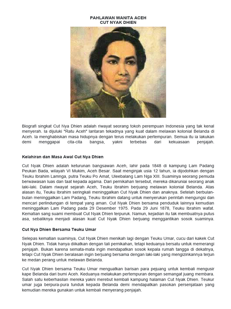 Biografi Cut Nyak Dhien, Pahlawan Aceh | PDF