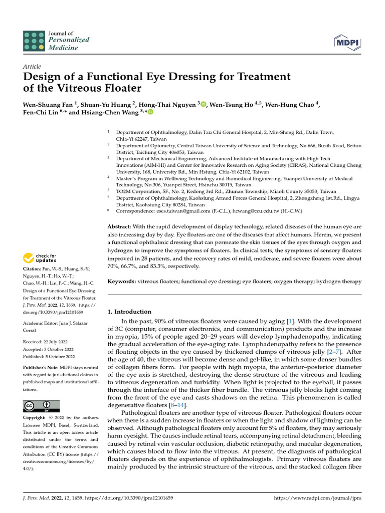 Design of A Functional Eye Dressing For Treatment of The Vitreous ...