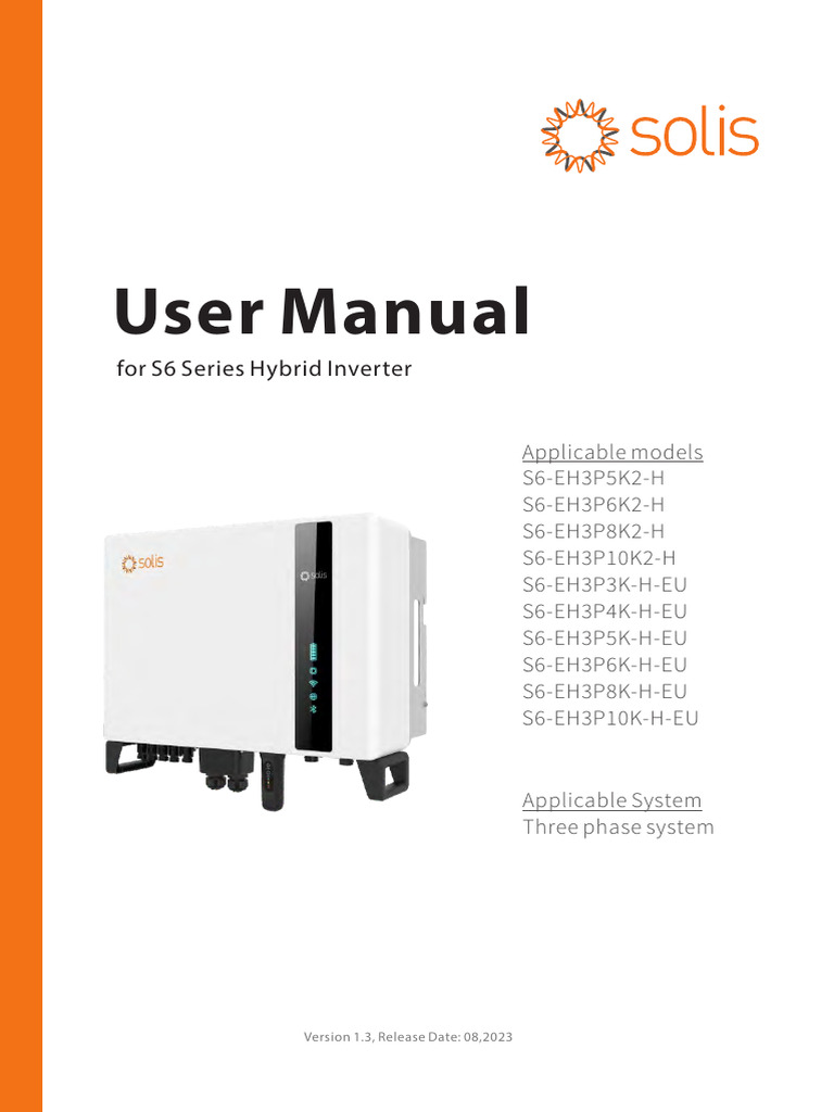 Solis Manual S6-EH3P (3-10) K-H EUR V1.3 (20230818) | PDF | Electrical Connector | Photovoltaics