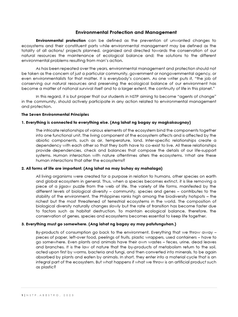 MODULE-IV. Environmental-Protection-and-Management | PDF