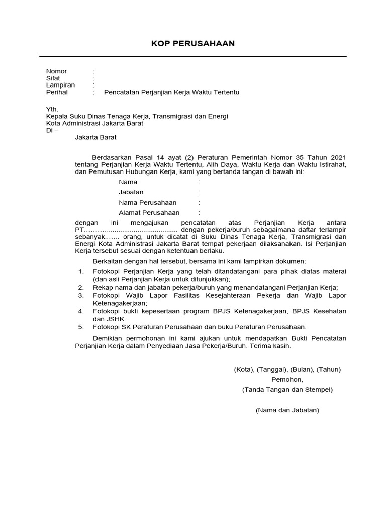 Form PKWT 2021 | PDF