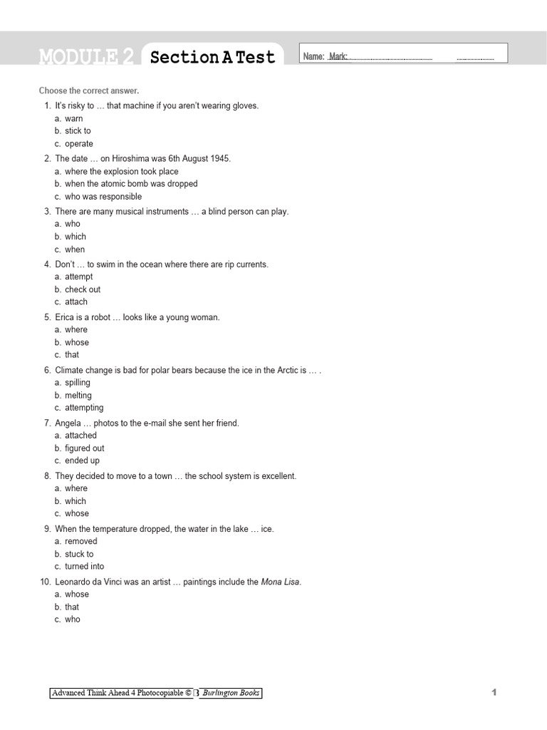 01AdvancedThinkAhead4 Mod2 SecA | PDF