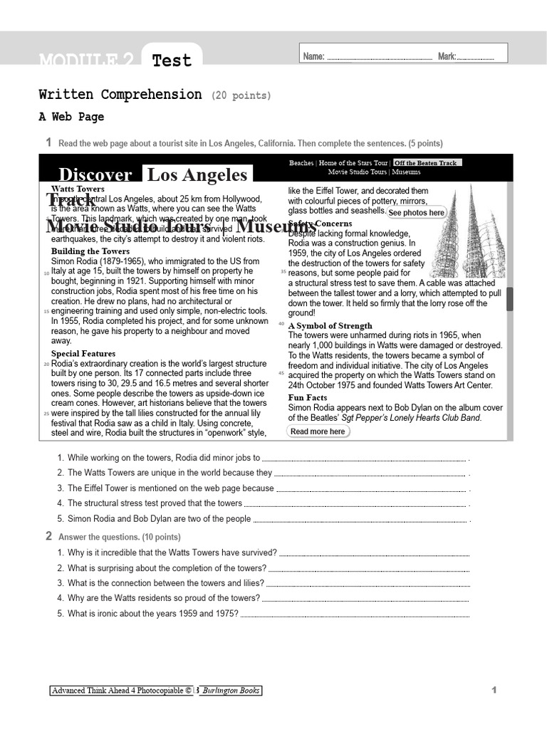 06advancedthinkahead4 Mod2 Skills Pdf