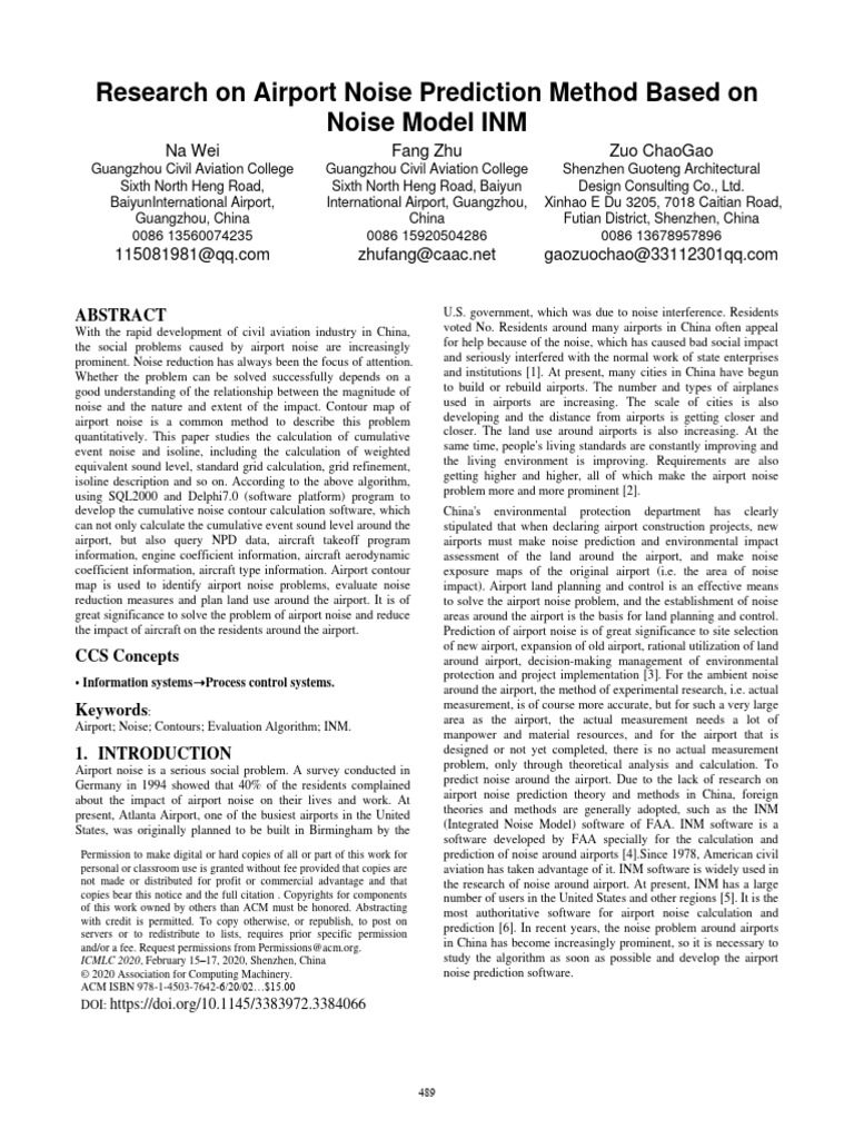 Research On Airport Noise Prediction Method Based On Noise Model INM | Download Free PDF ...