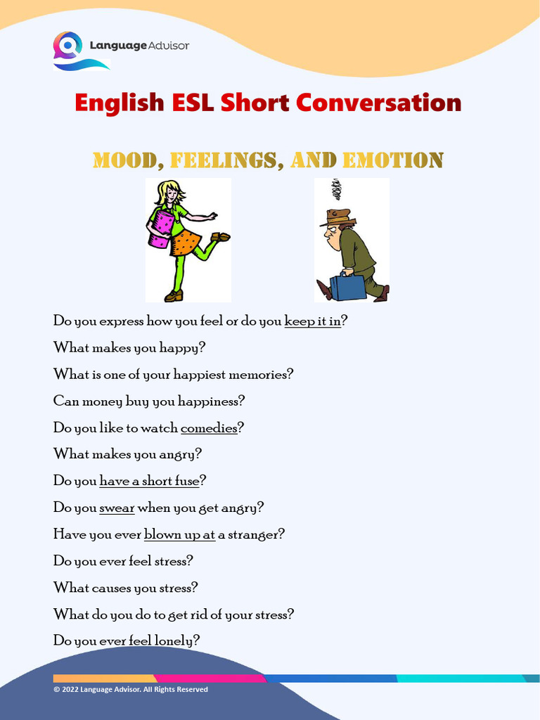 English Esl Conversation Mood Feelings and Emotion 1 | PDF