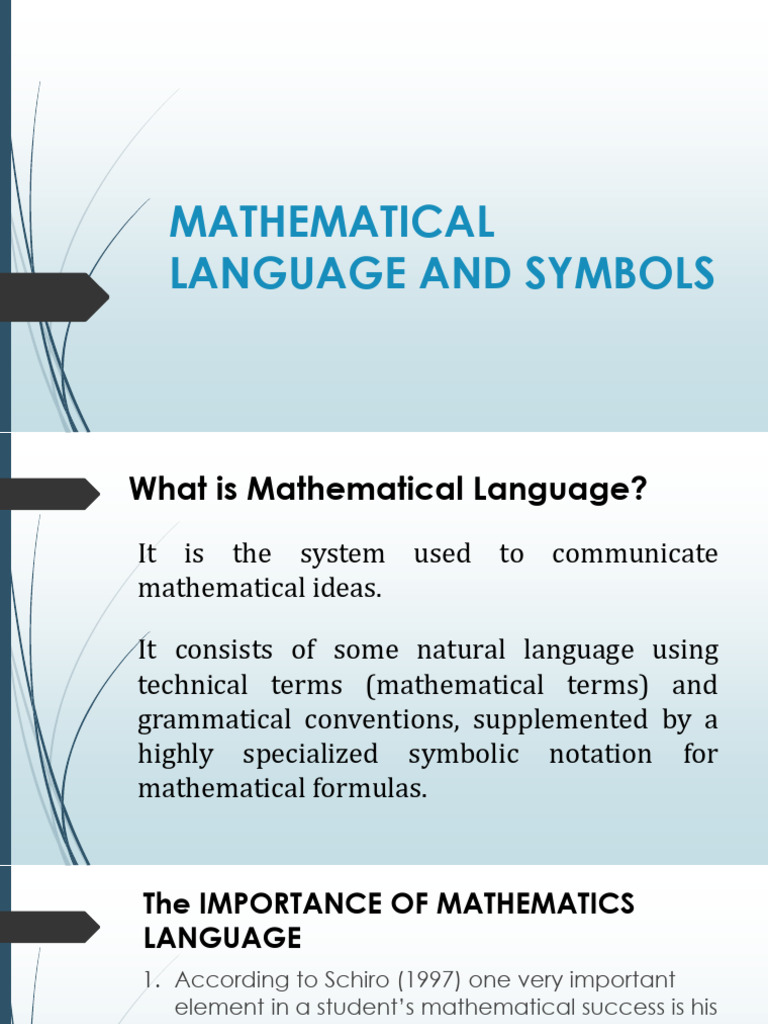 Mathematical Language And Symbols Sets | Pdf