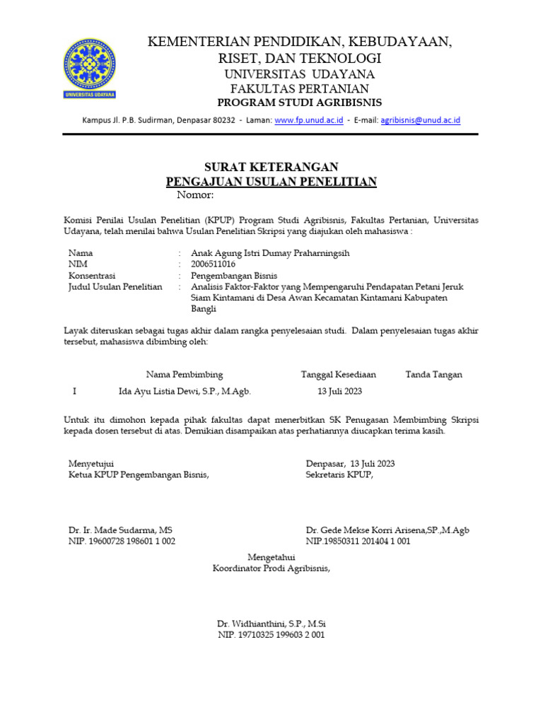 Surat KPUP 2023 | PDF