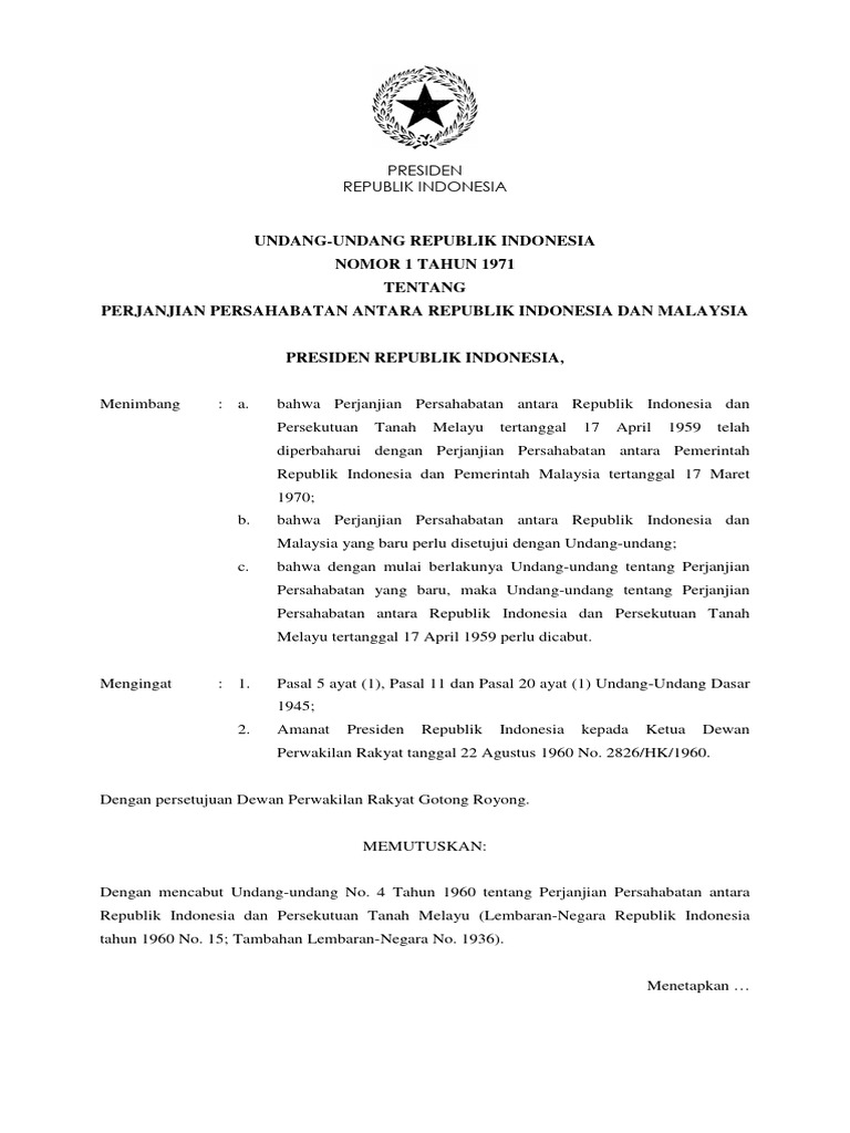 UU Nomor 1 Tahun 1971 | PDF