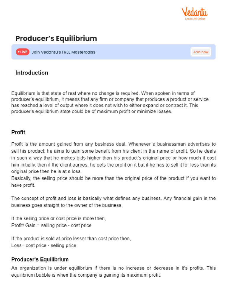 Producer's Equilibrium | PDF