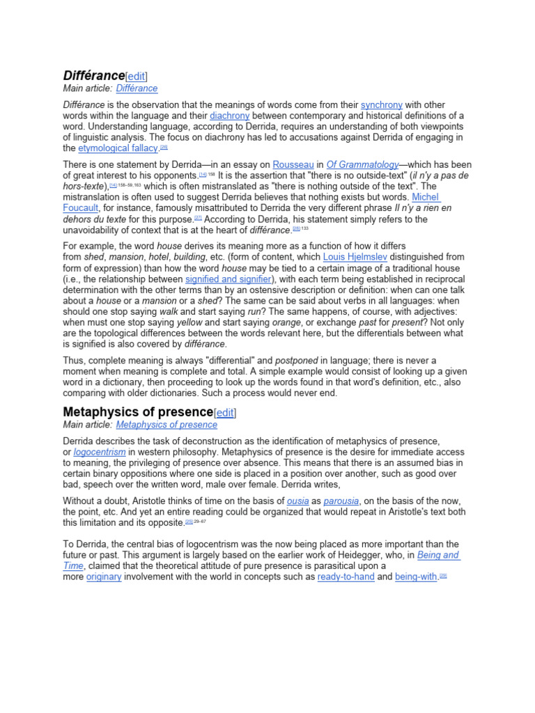 Différance: Metaphysics of Presence | PDF