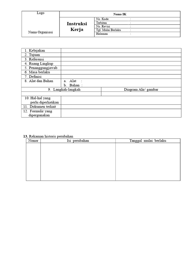 Contoh Form Instruksi Kerja | PDF