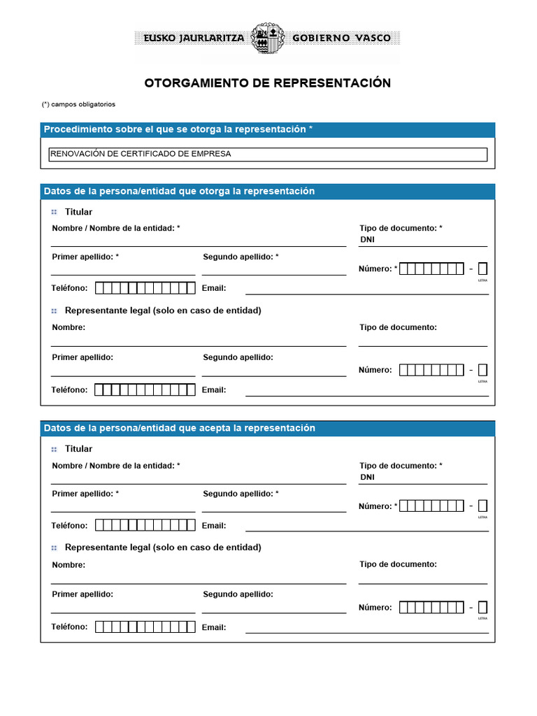 Formulario Otorgamiento Representacion Guardable | PDF