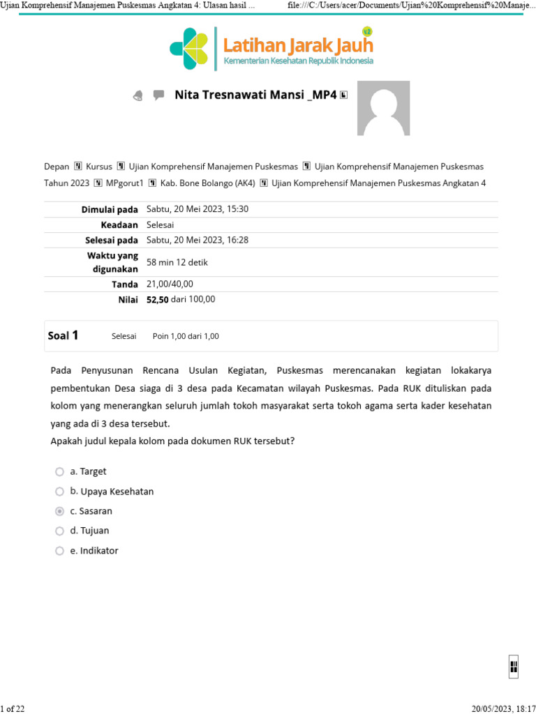 Ujian Komprehensif Manajemen Puskesmas Angkatan 4 Ulasan Hasil ...