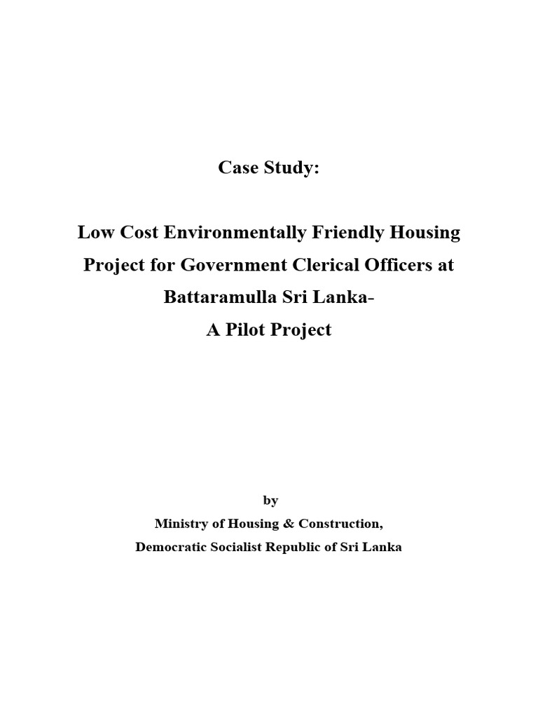 Housing Project Case Study | PDF | Sri Lanka | Affordable Housing